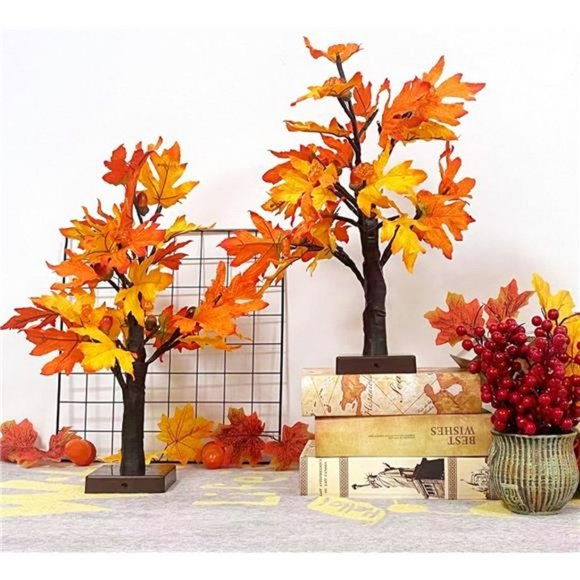 Accents | 2 Pack Fall Maple Tree With 48 Leds Battery Operated Light Up ...